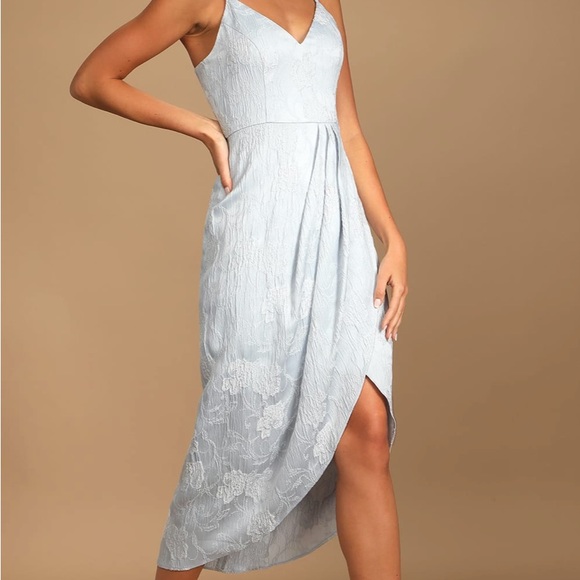 Lulus | Dresses | Lulus Light Blue Jacquard Midi Dress | Poshmark